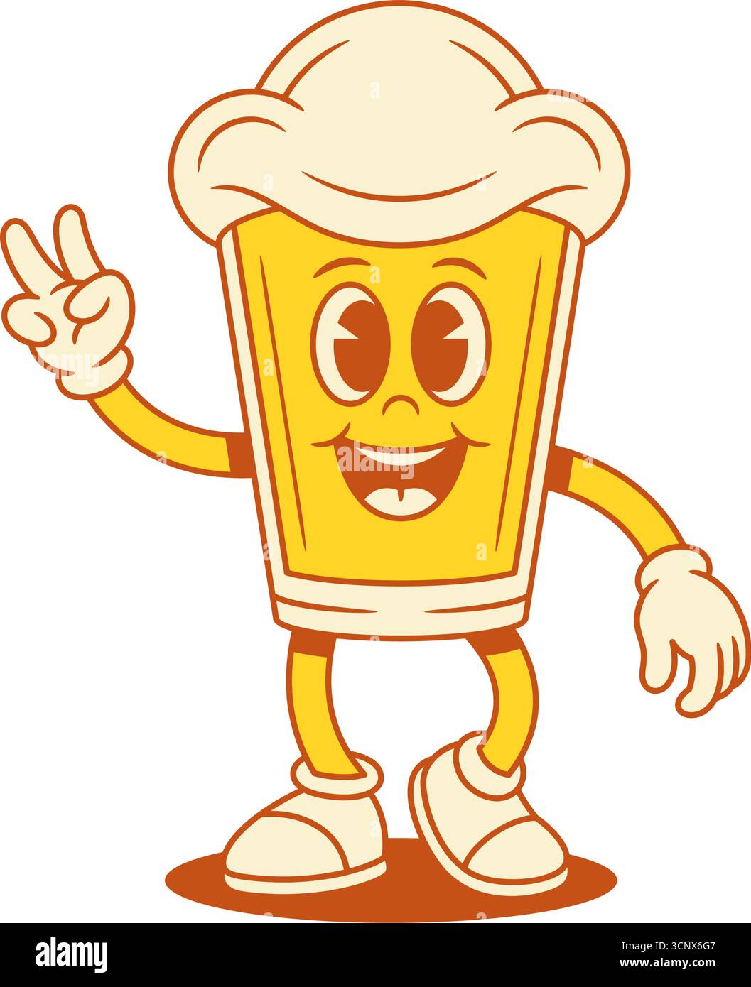 Happy beer glass cartoon character peace greeting vector flat ...