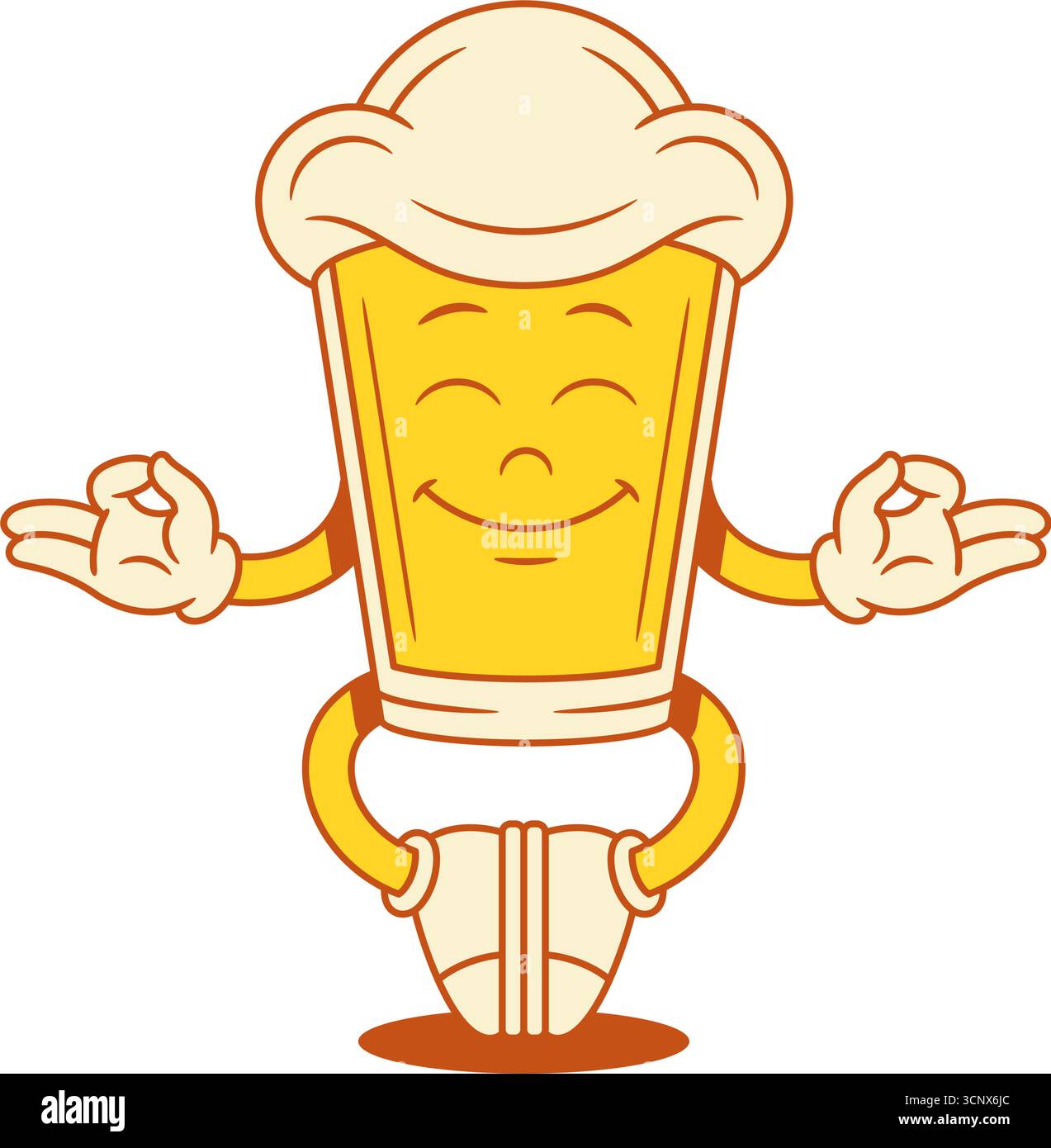 Cute beer glass yoga meditation cartoon character vector flat ...