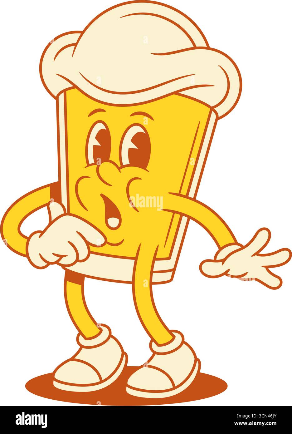 Scared beer glass cartoon character astonished mascot vector flat ...