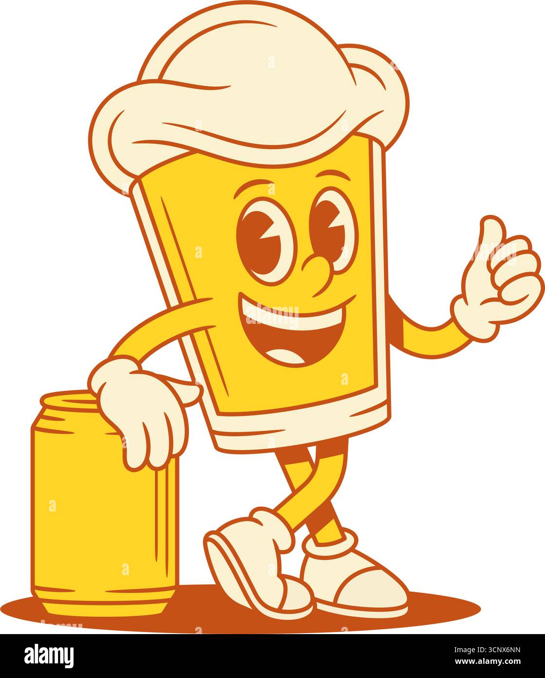 Funny beer glass cartoon character with can for party vector flat ...