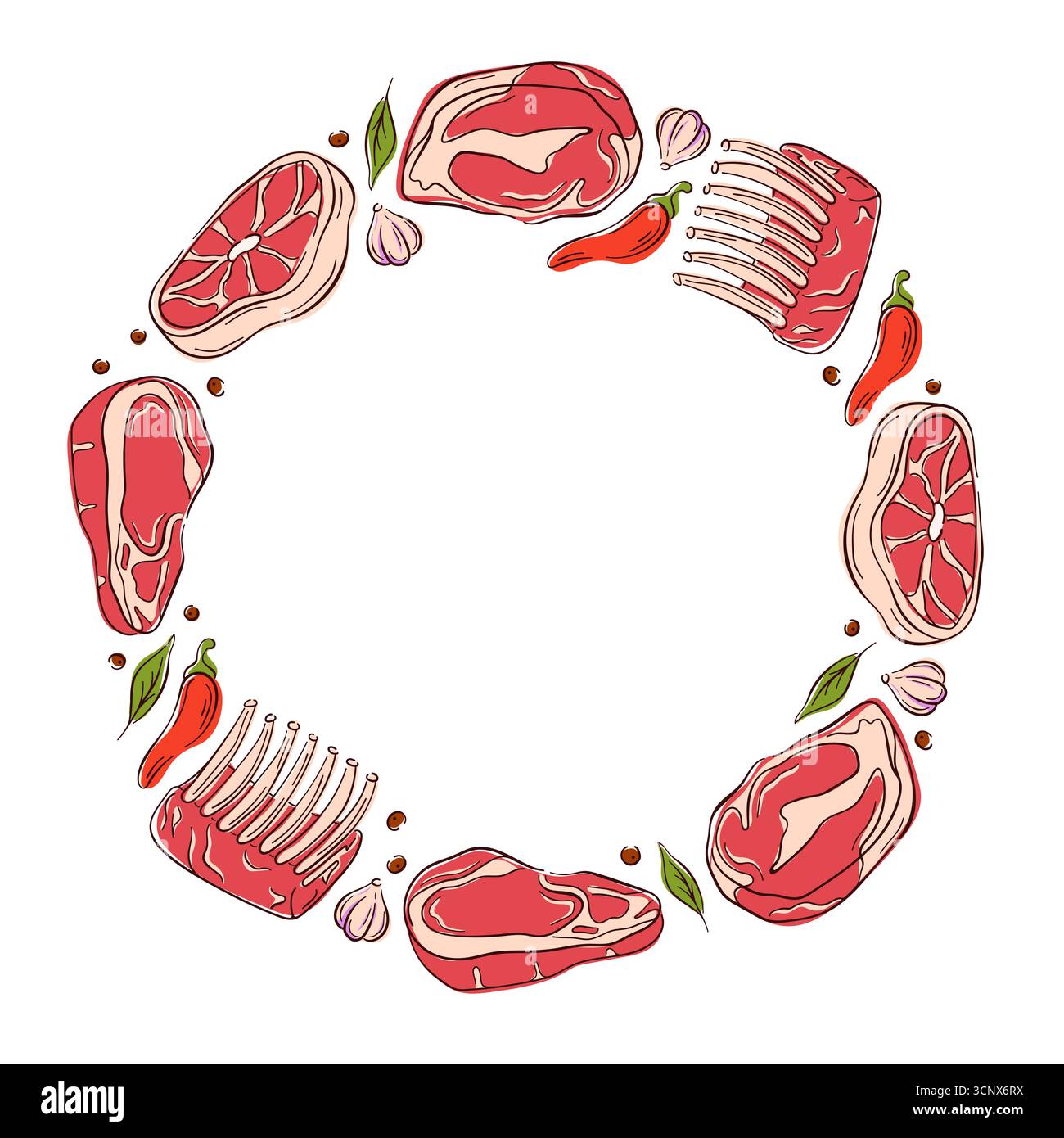 Herbs spices border background flat Stock Vector Images - Alamy