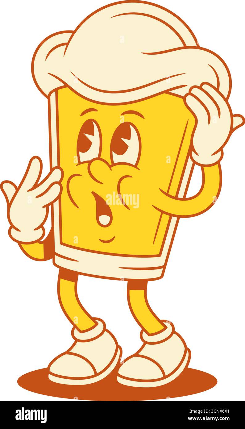 Surprised shock beer glass cartoon character mascot vector flat ...