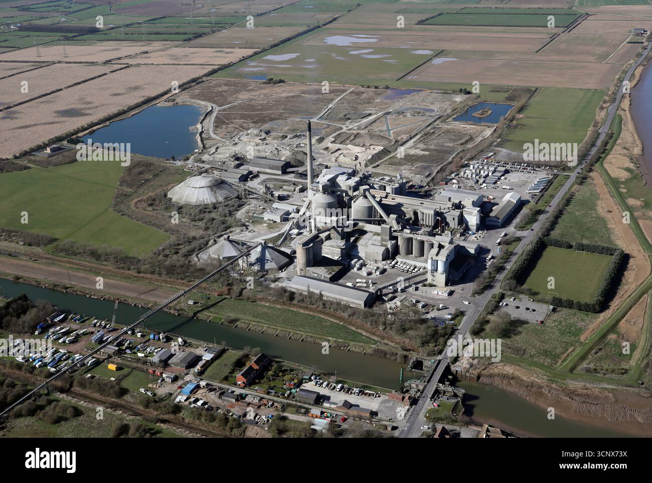 Aerial drone over cement factory hi-res stock photography and images ...