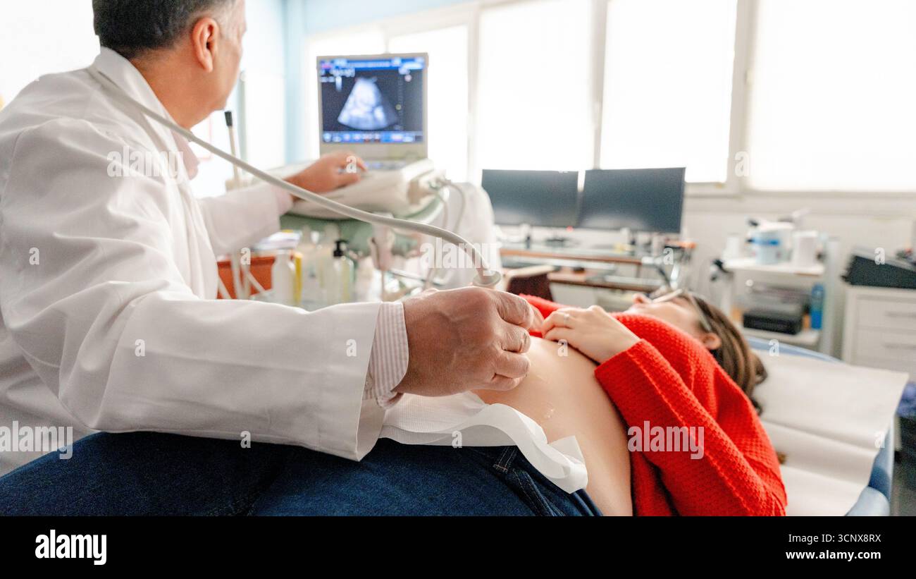 Gynecologist conducts medical examination ultrasound hi-res stock ...
