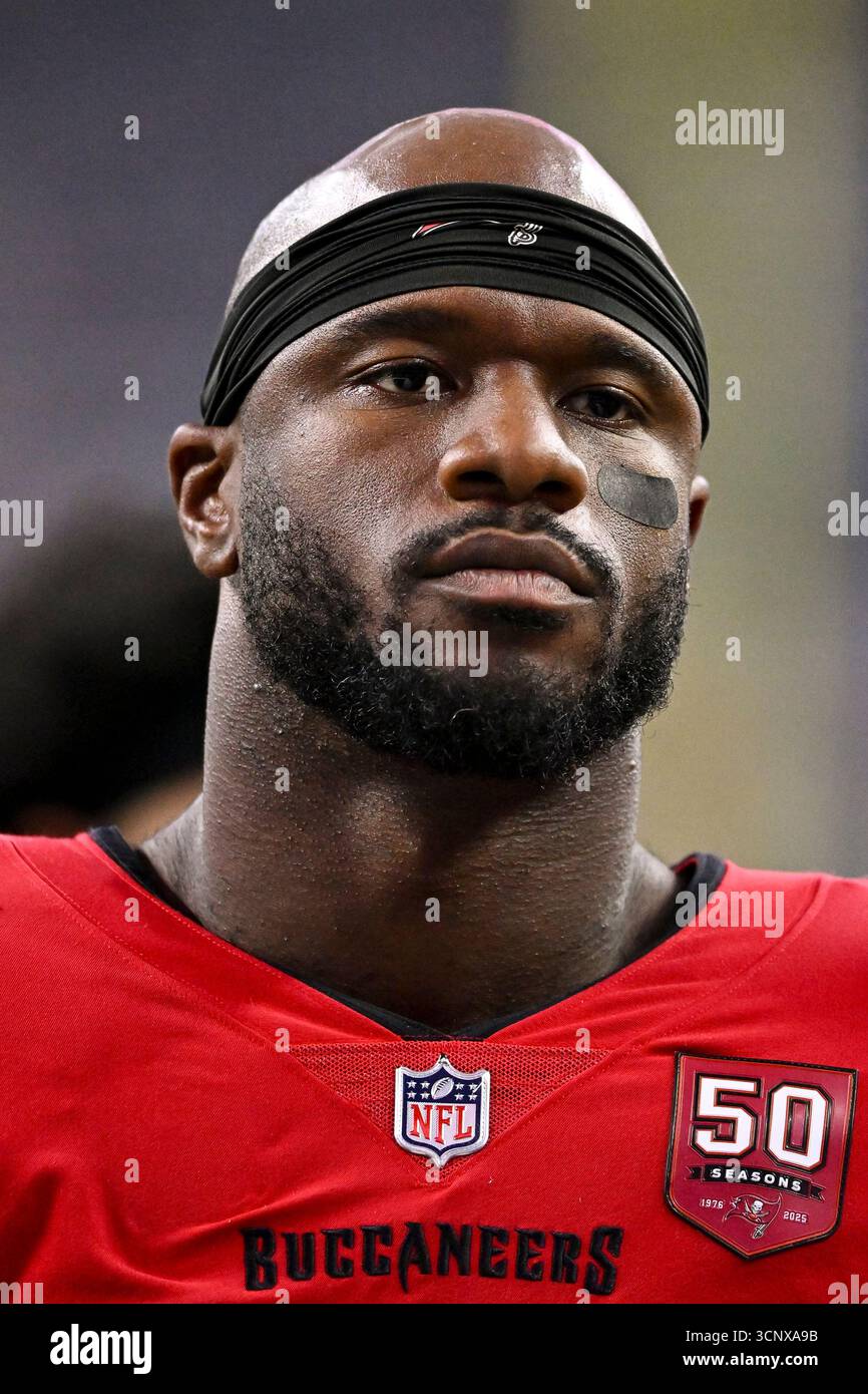 Tampa Bay Buccaneers linebacker Deion Jones (45) walks off the field at ...