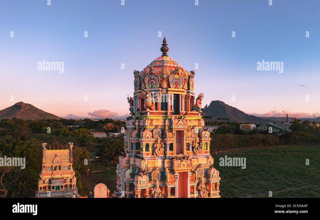 Aerial view of the Maha Kalyug Mandir temple's vibrant colors and ...