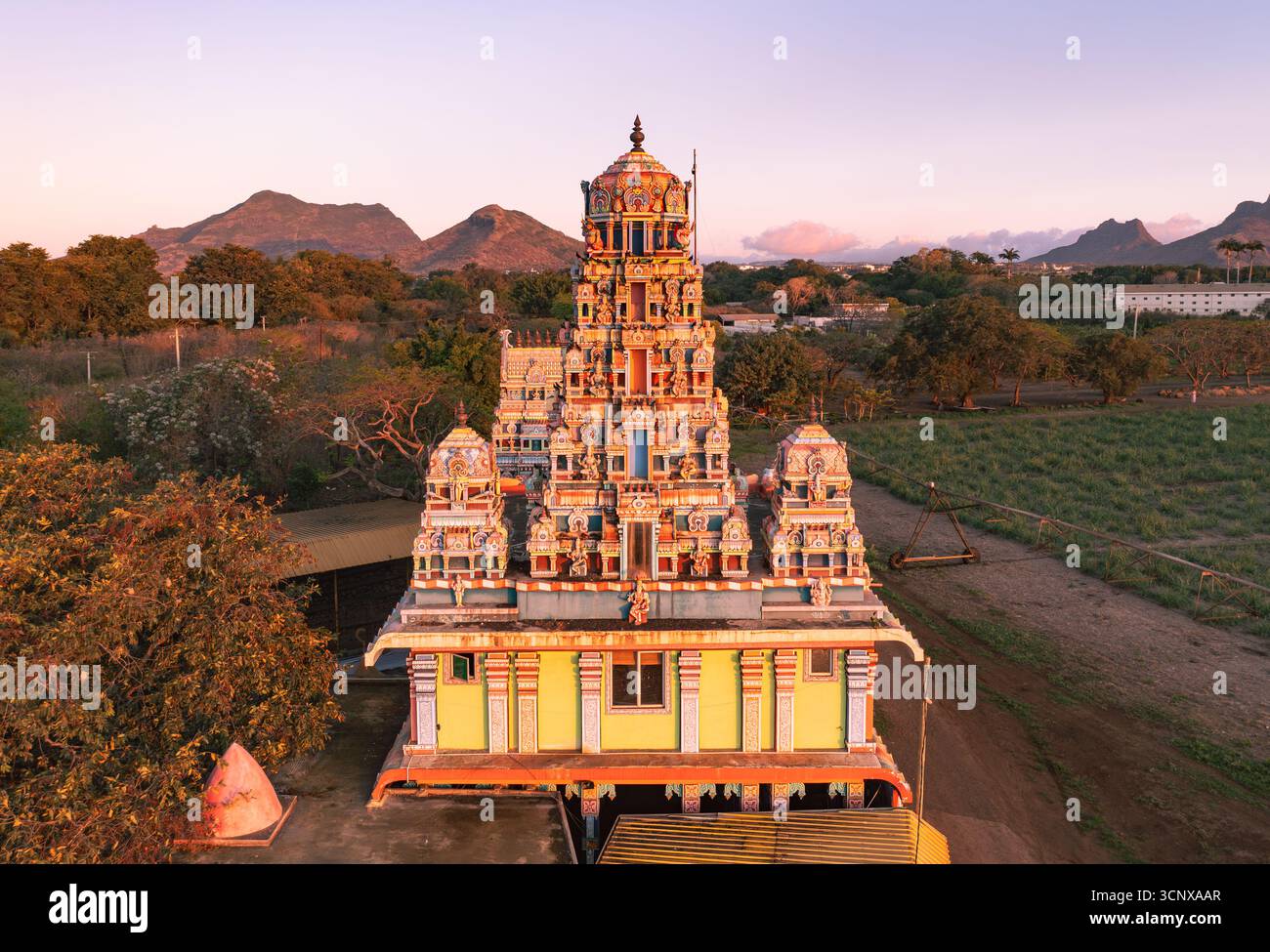 Aerial view of the Maha Kalyug Mandir Medine Bambous temple stands ...