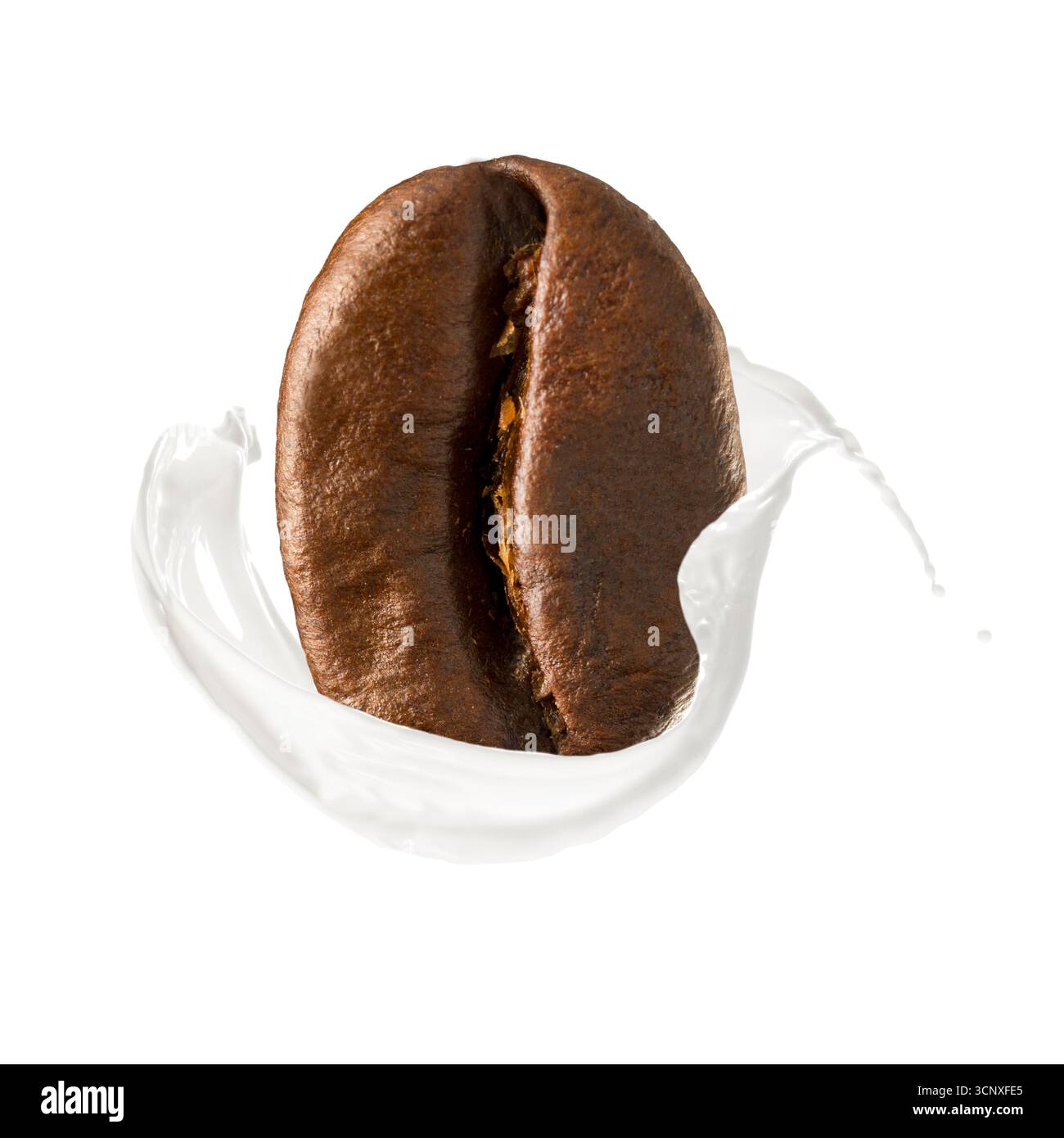 Coffee Bean with Milk Splash Stock Photo - Alamy