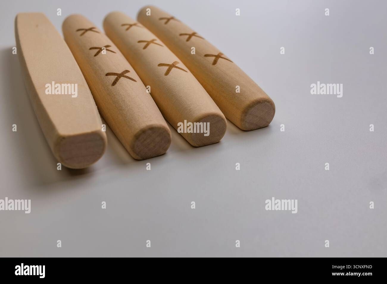 The Yut pieces from the traditional Korean game Yut Nori are neatly ...