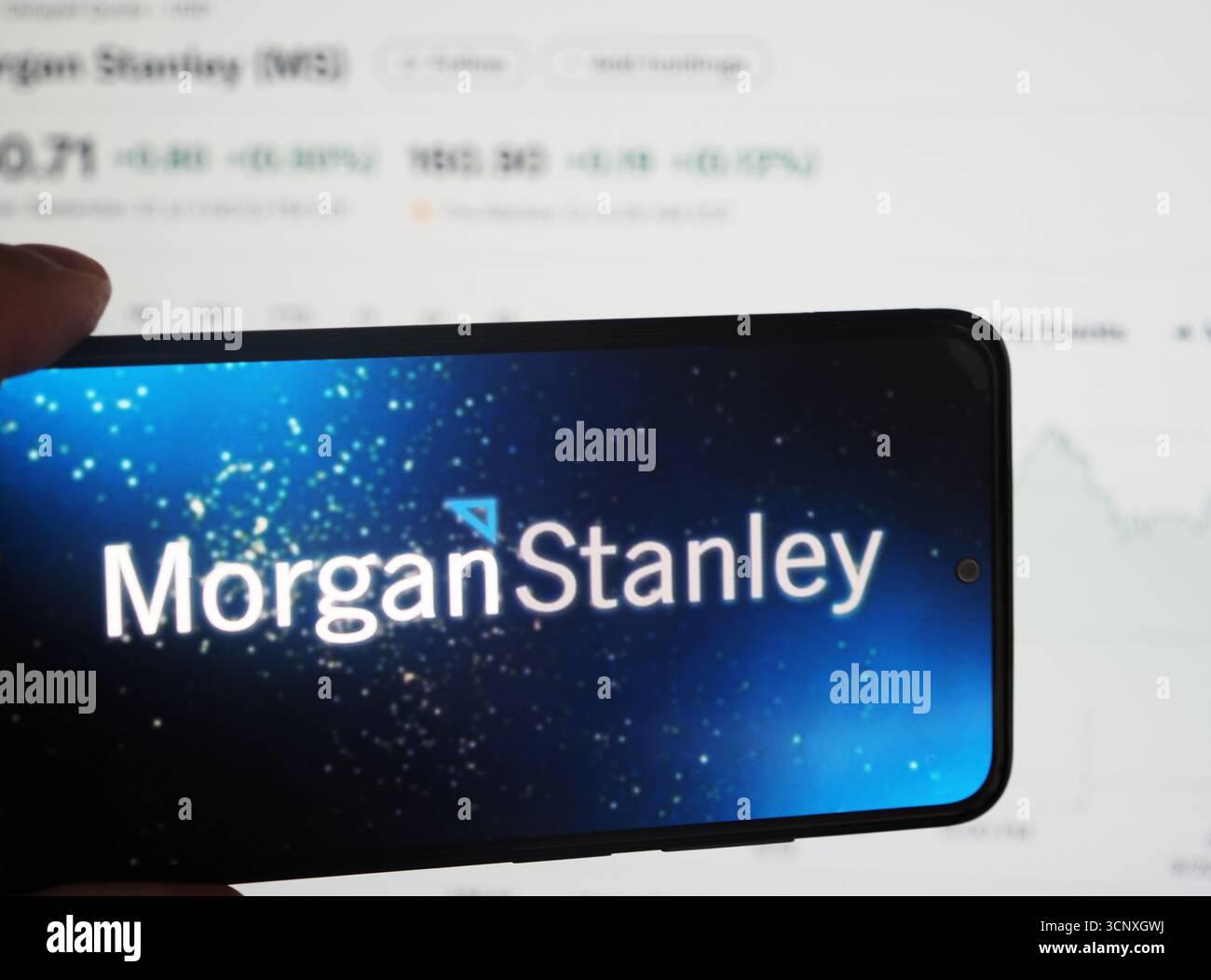 In this photo illustration, a Morgan Stanley logo is seen displayed on ...