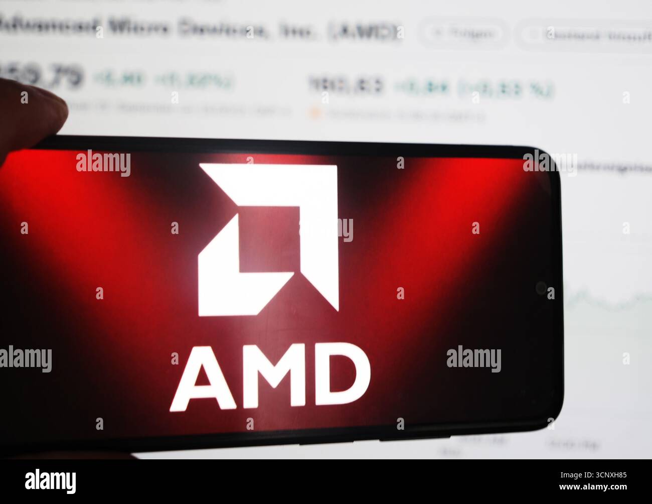 In this photo illustration, an Advanced Micro Devices logo is seen ...
