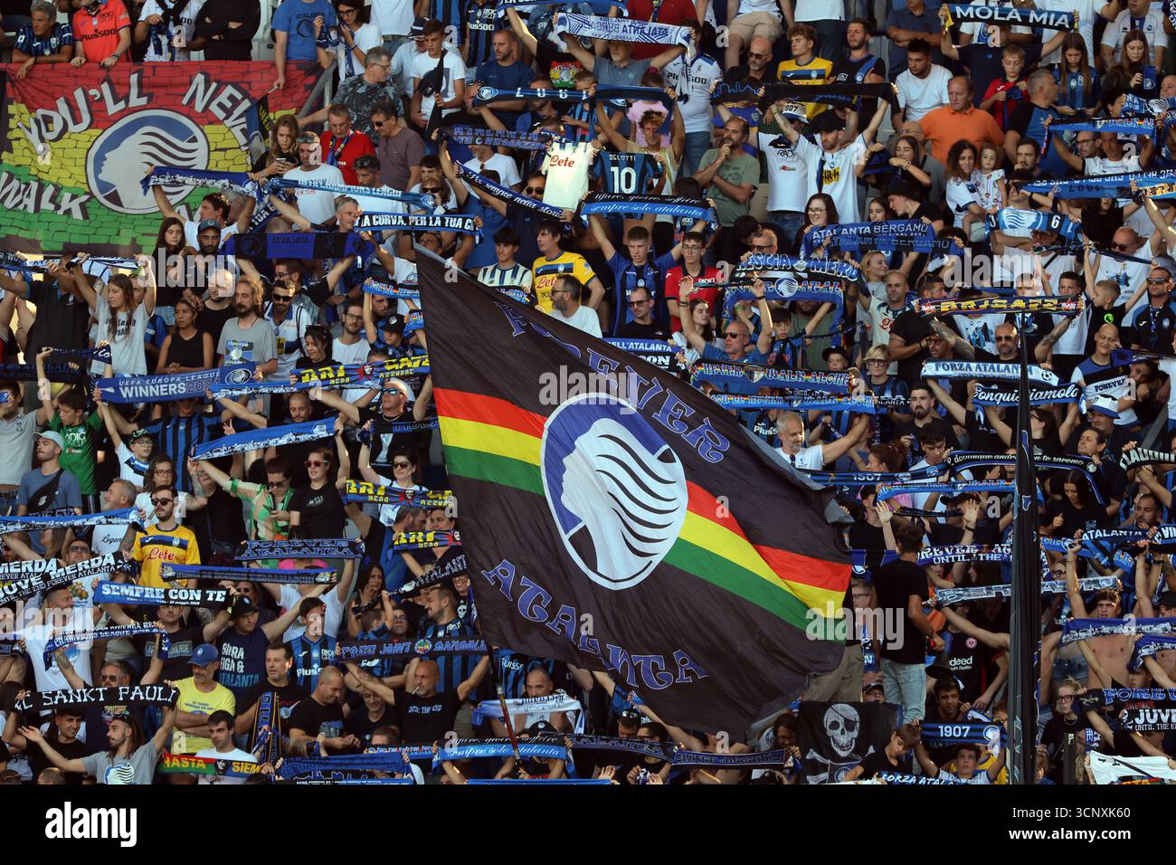 Bergamo, Italy, 14th September 2025. Atalanta fans cheer on their team ...