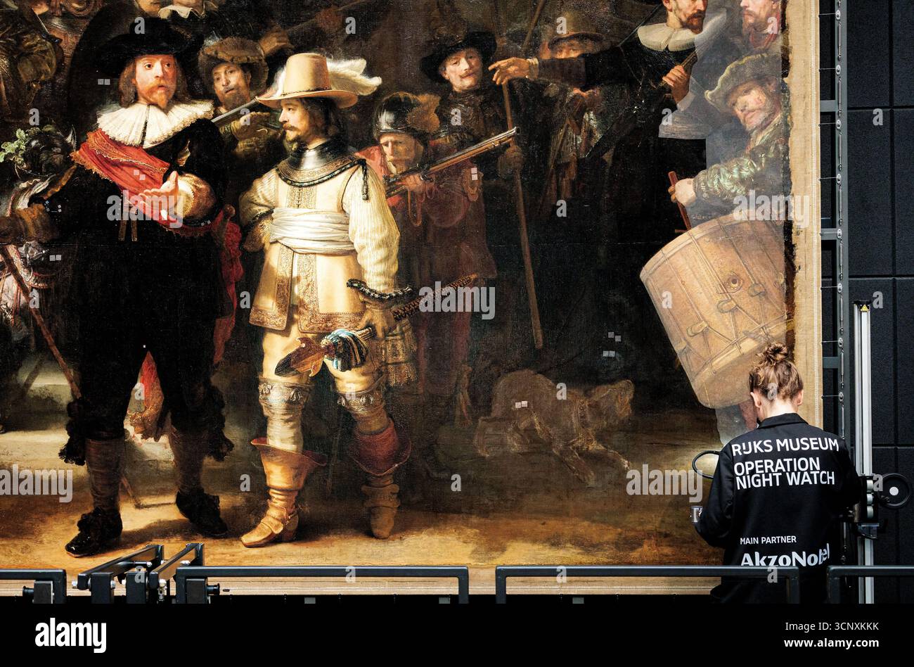 AMSTERDAM – The barking dog in The Night Watch at the Rijksmuseum. Rembrandt based the barking ...