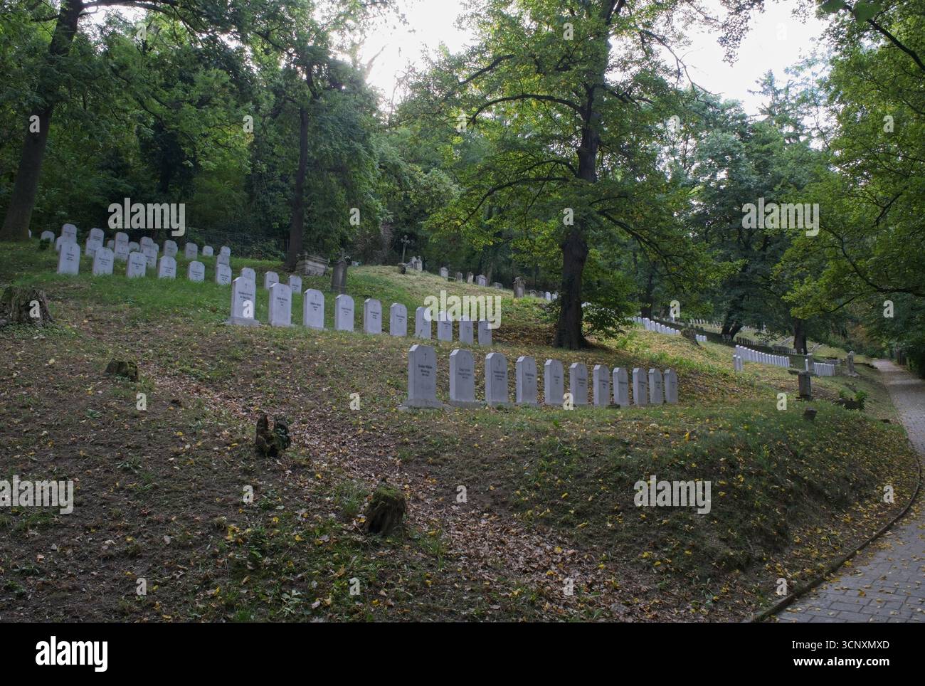 Sopron, Hungary - Sep 03, 2025: This war cemetery in Sopron contains ...