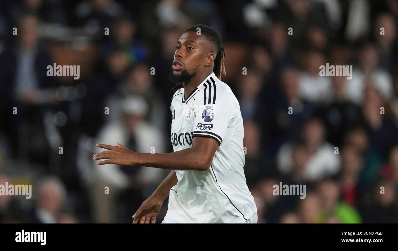 Fulham's Alex Iwobi runs into position during the English Premier ...