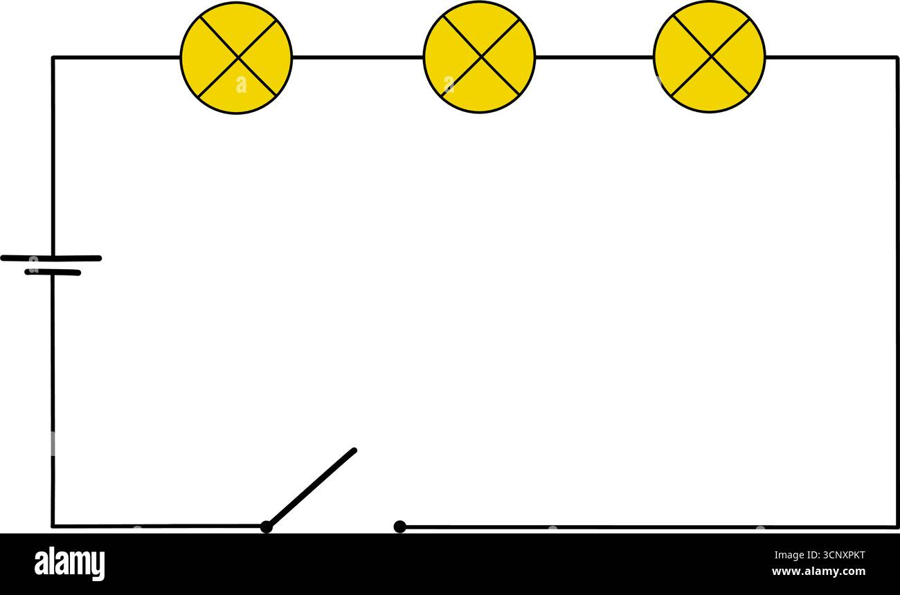 Electrical circuit diagram with light bulbs and power source. Simple ...