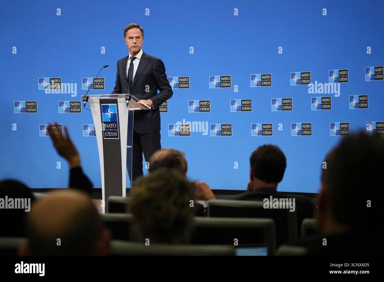 NATO Secretary General Mark Rutte takes questions from journalists ...