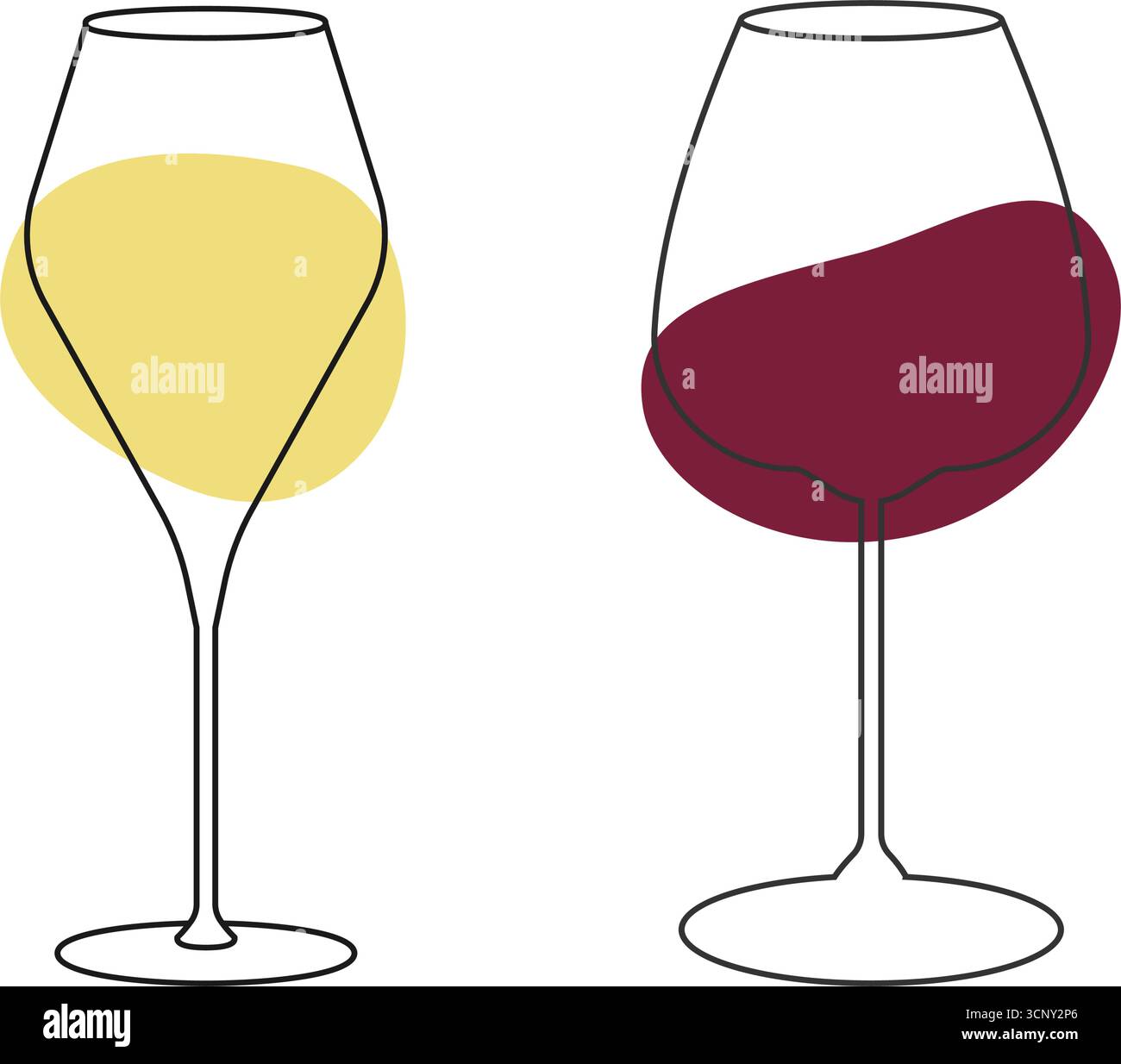 Outline Wine Goblets with abstract white and red spots Wine Icon ...