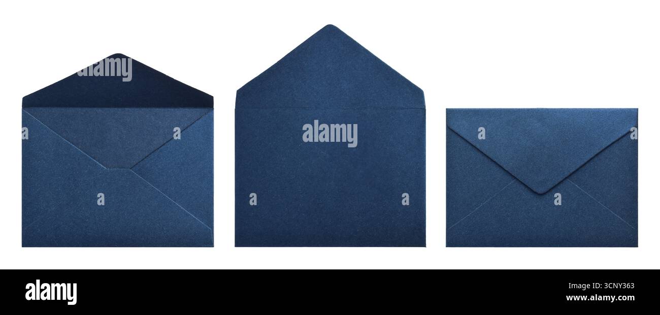 Set of dark blue paper envelopes isolated on white background Stock ...