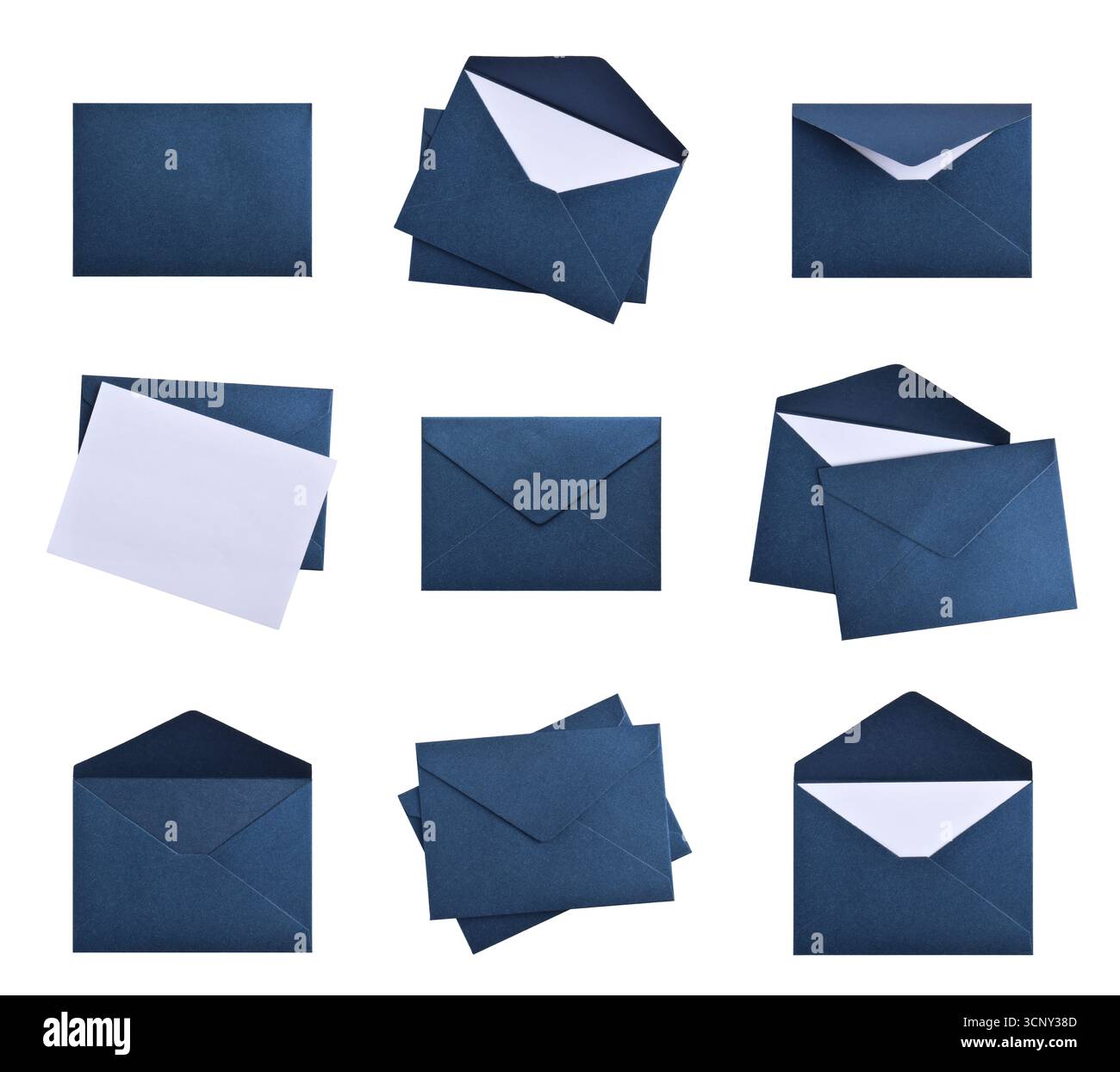 Set of dark blue paper envelopes isolated on white background Stock ...