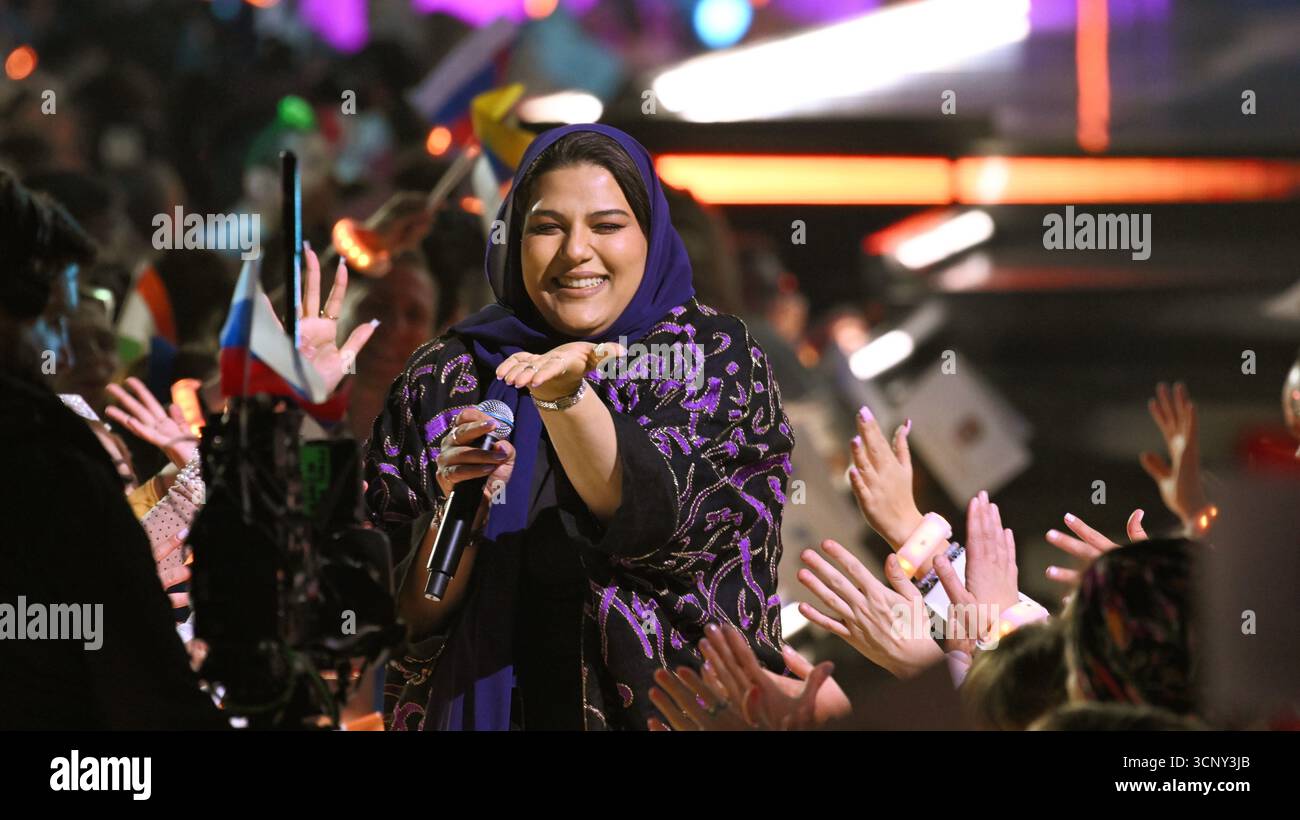 Qatari singer Dana Al-Mir during the final. Credit: Anatoly Zhdanov ...