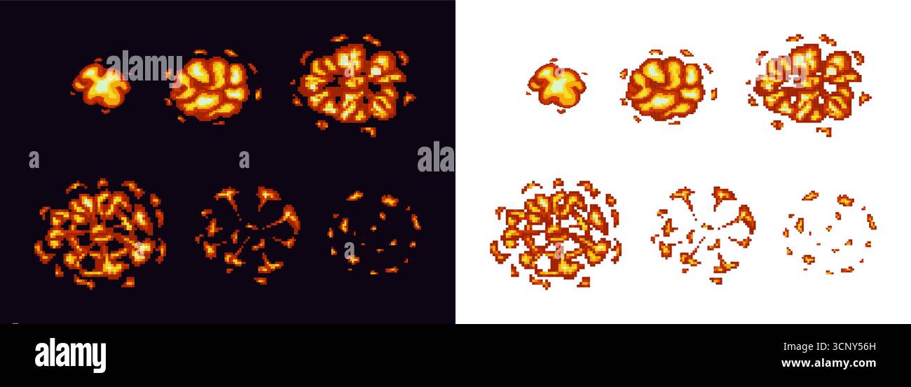 Pixel explosion animation sequence for gaming and design Stock Vector ...