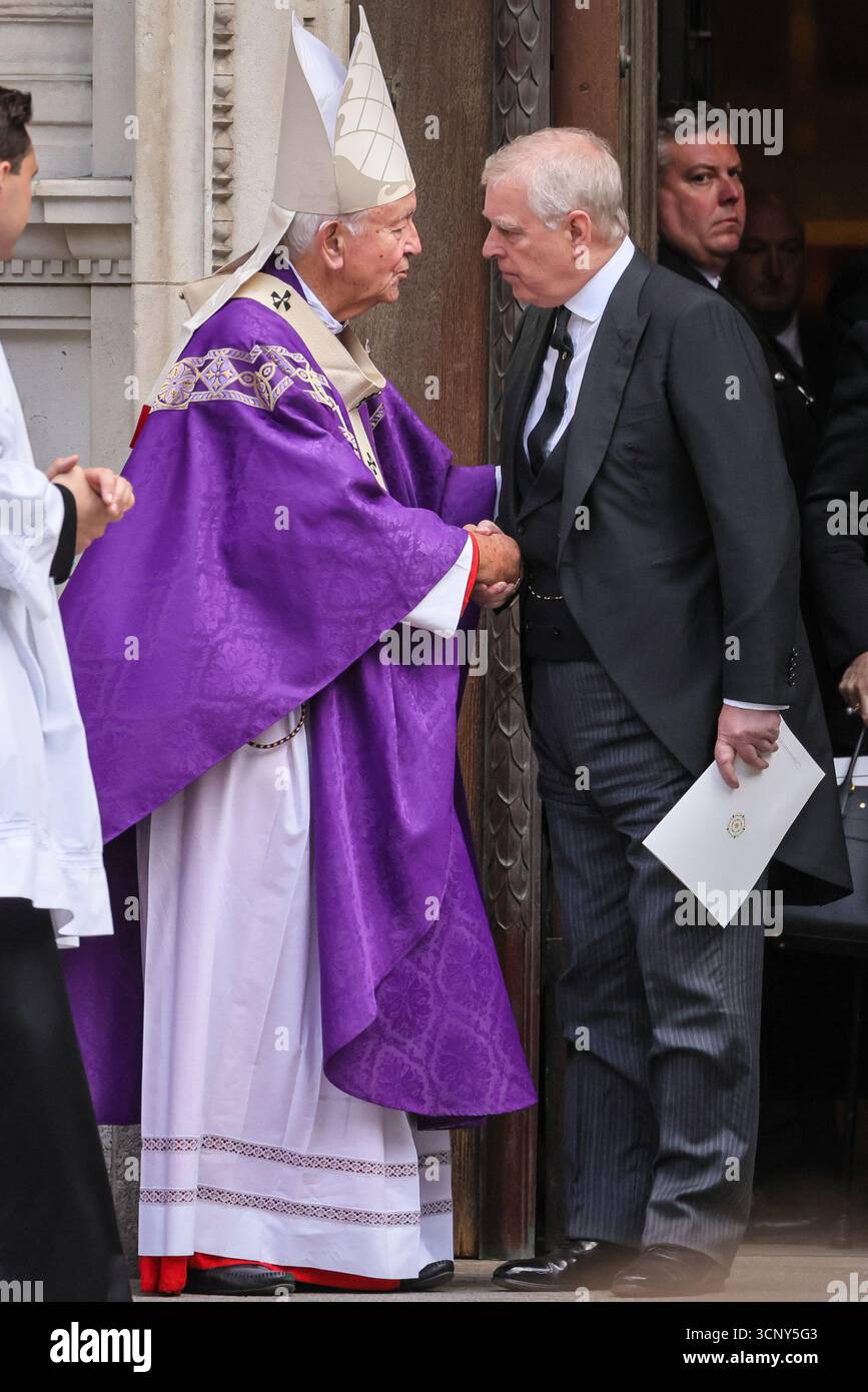 Prince Andrew, the Duke of York shaking hands with Vincent Nichols ...