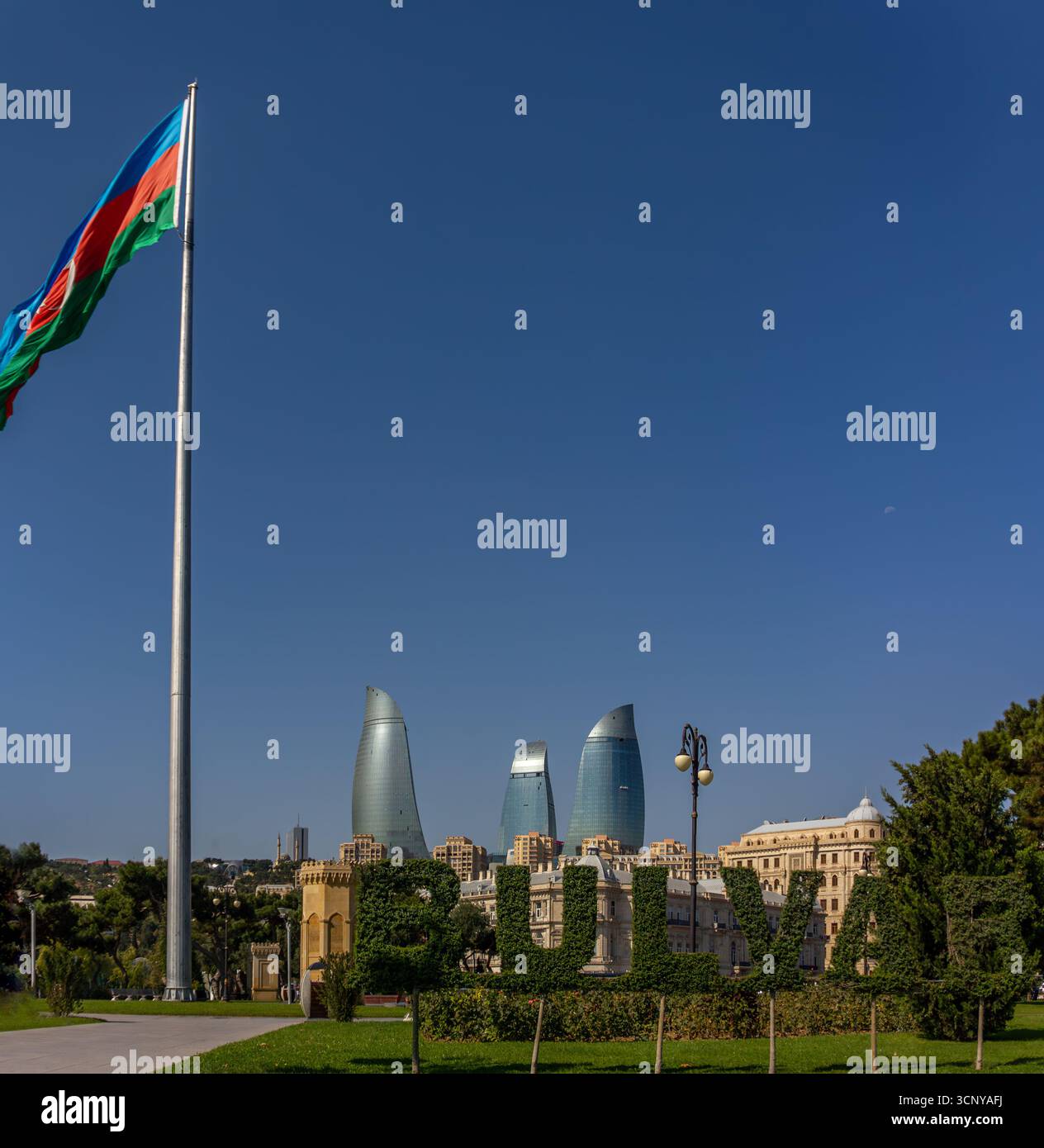 Flag and towers hi-res stock photography and images - Alamy