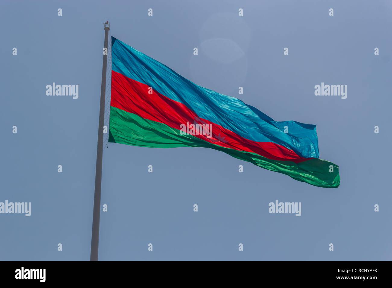 Flag azerbaijan proudly waving hi-res stock photography and images - Alamy