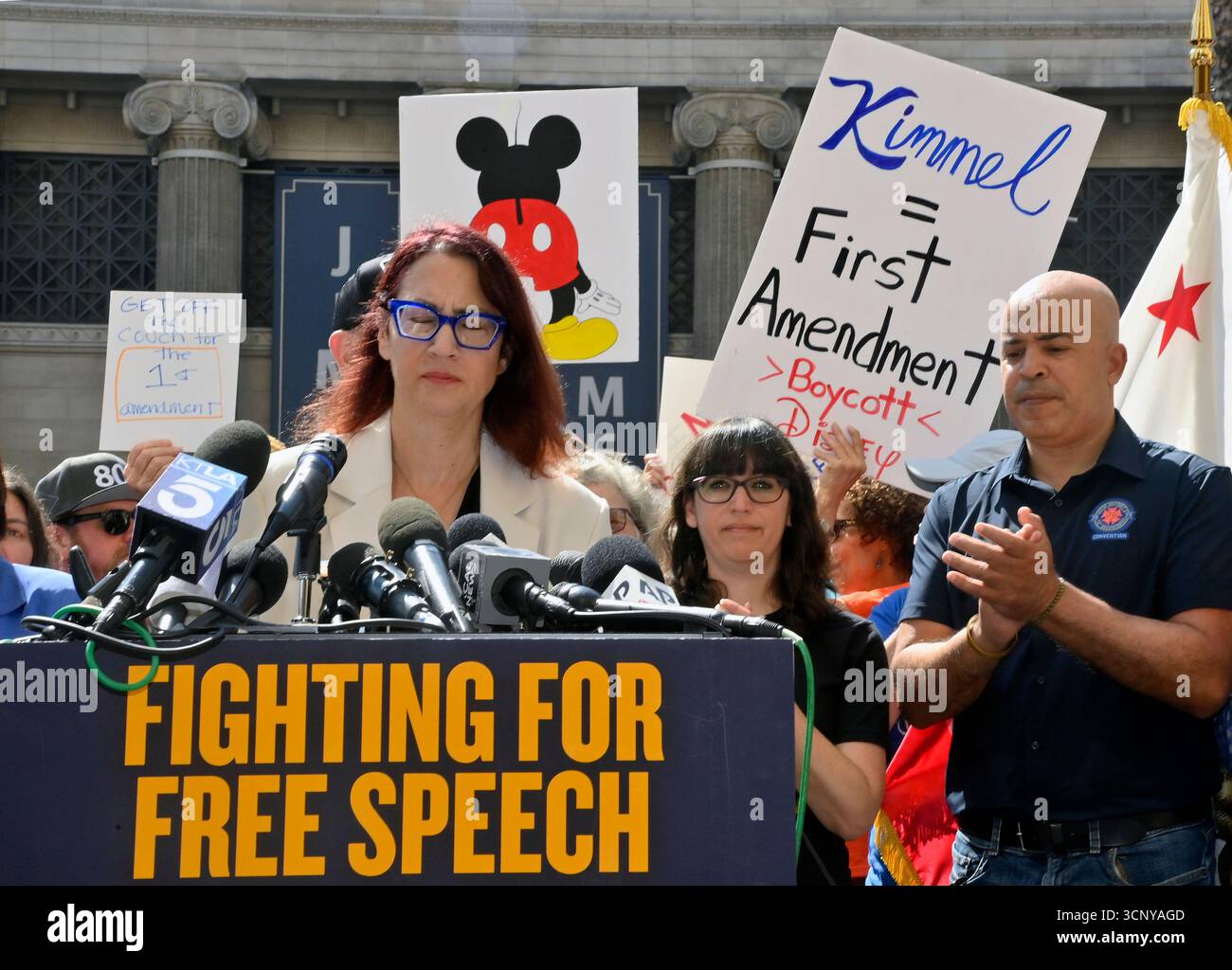 Congresswoman Laura Friedman (D-CA) speaks as lawmakers and WGA members ...