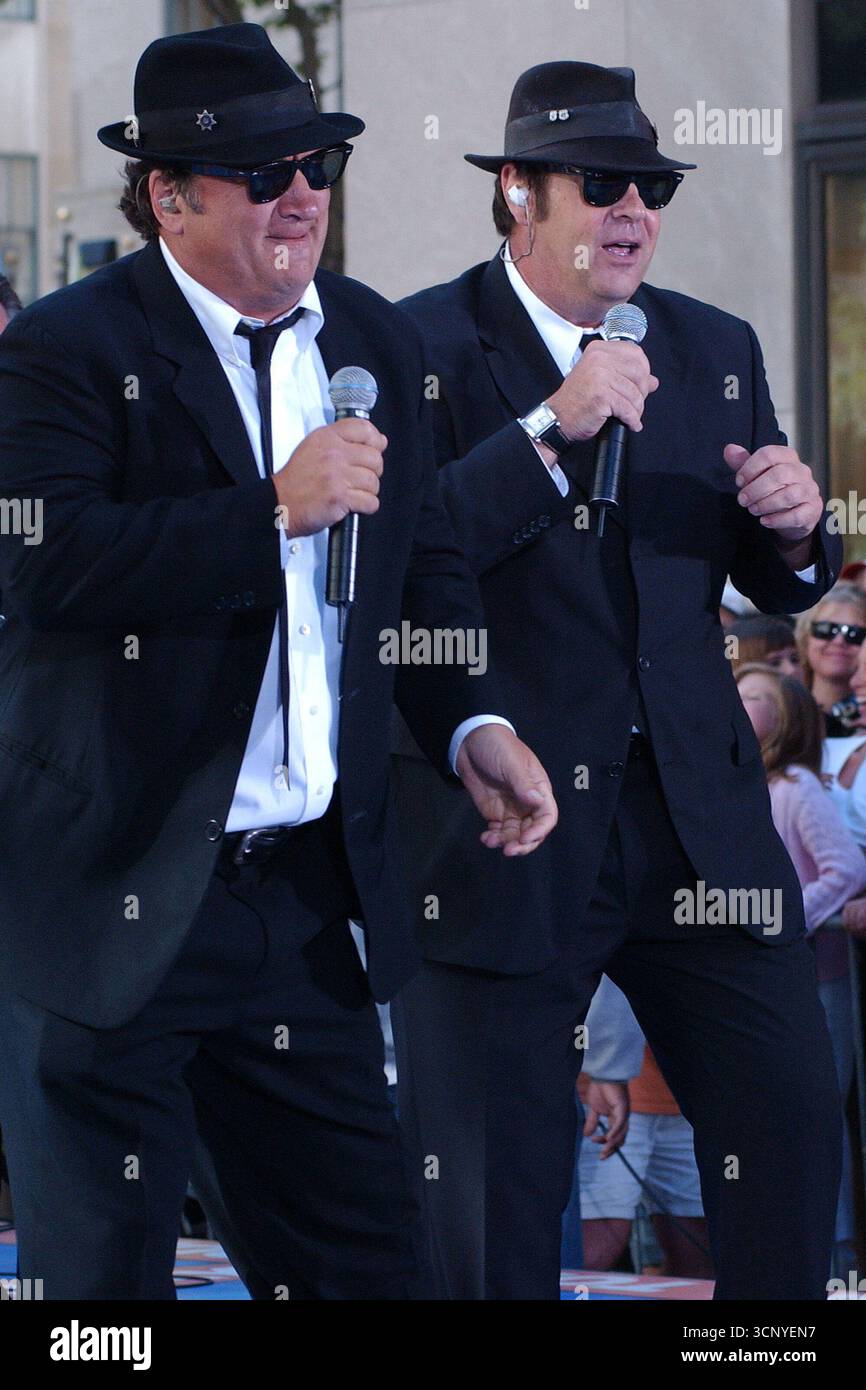 Dan Aykroyd and Jim Belushi performing as the Blues Brothers performing ...