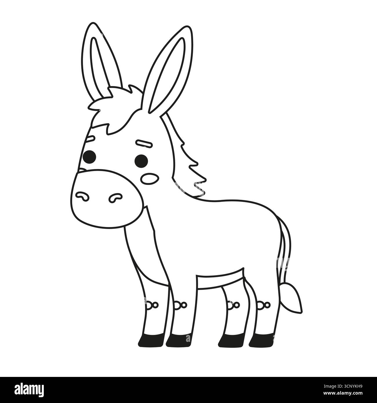 Cute cartoon donkey coloring page. A cute cartoon-style outline of a ...