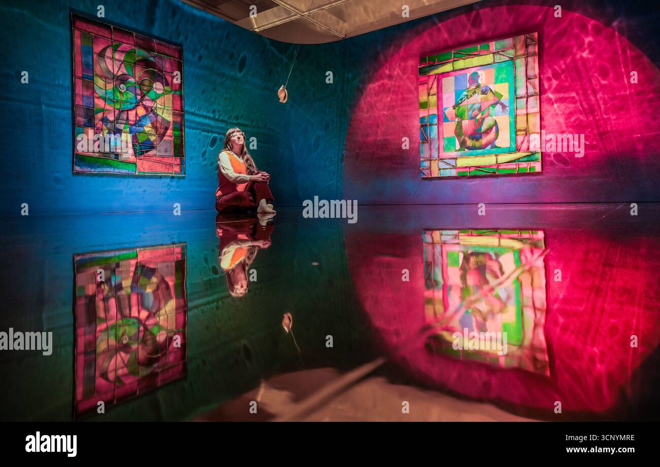 Emily Marlow views work by nominated artist Zadie Xa during the press preview for the Turner ...