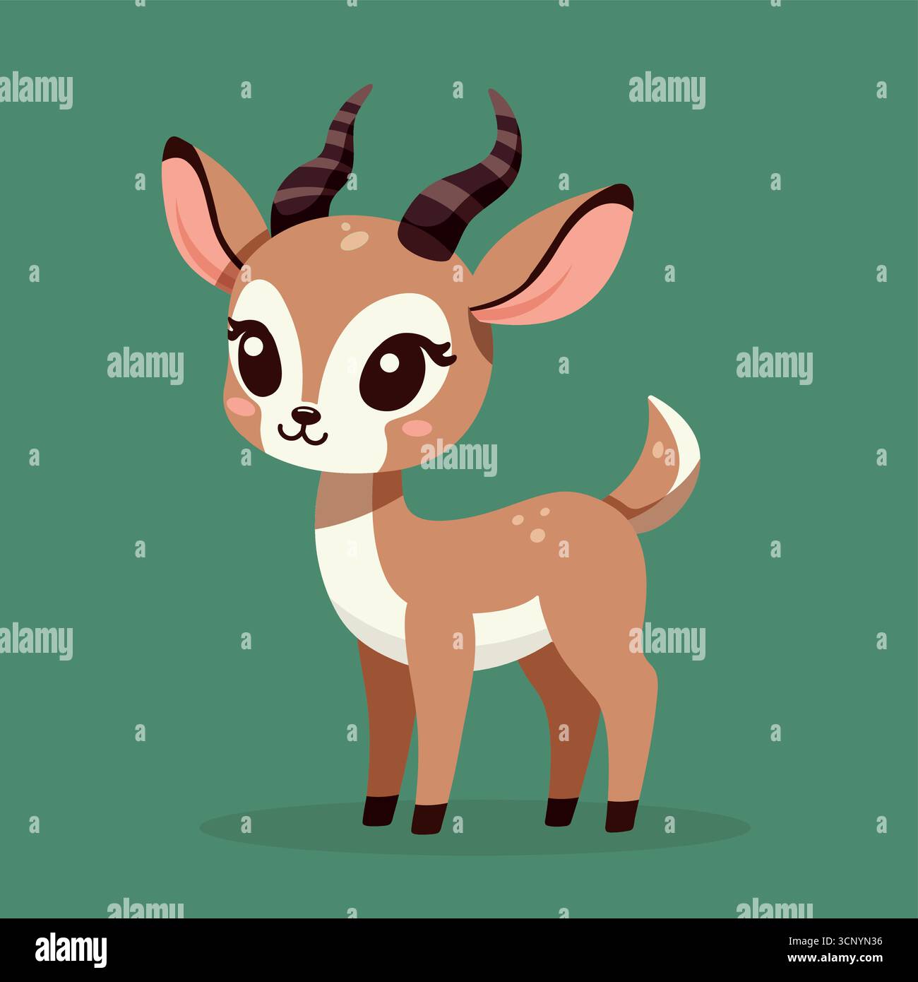 Cute antelope vector cartoon illustration for kids, stickers, nursery ...