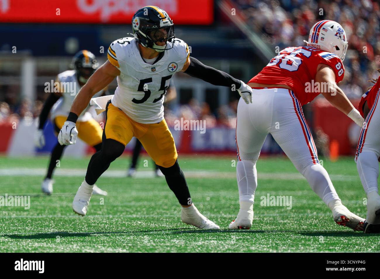 Pittsburgh Steelers linebacker Cole Holcomb (55) rushes during the ...