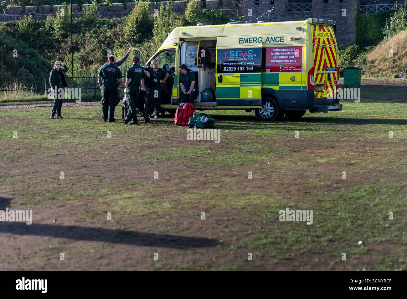 Cardiff Castle Wales, UK, September 7th 2025 Ambulance and paramedics ...