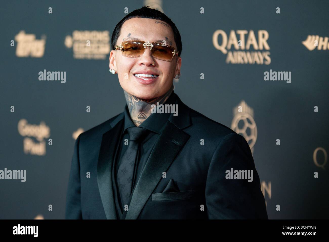 Blessd, Colombian rapper poses during the 69th Ballon D'Or France ...