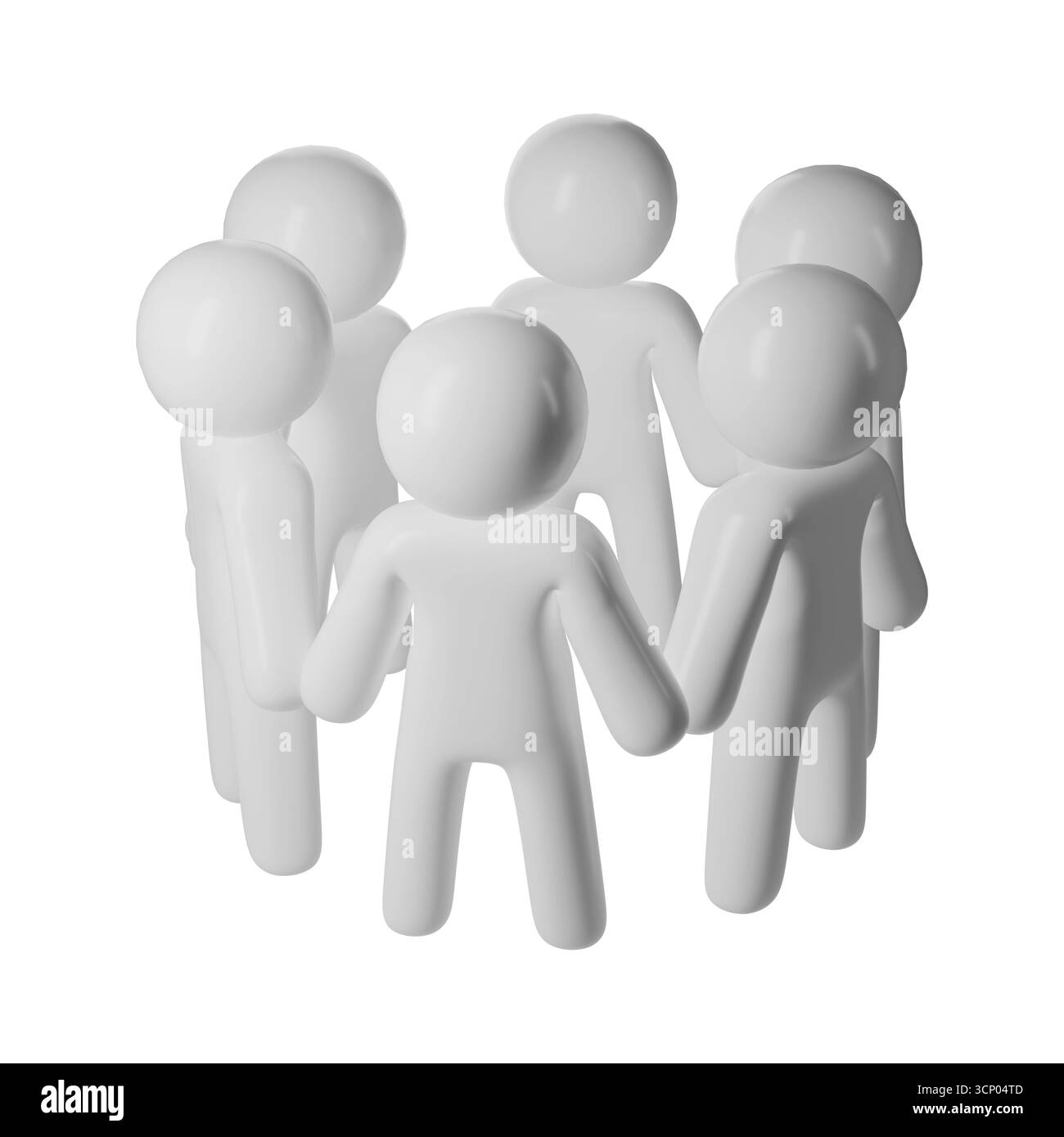 White 3d stick figures Faceless icon user standing a huddle ...