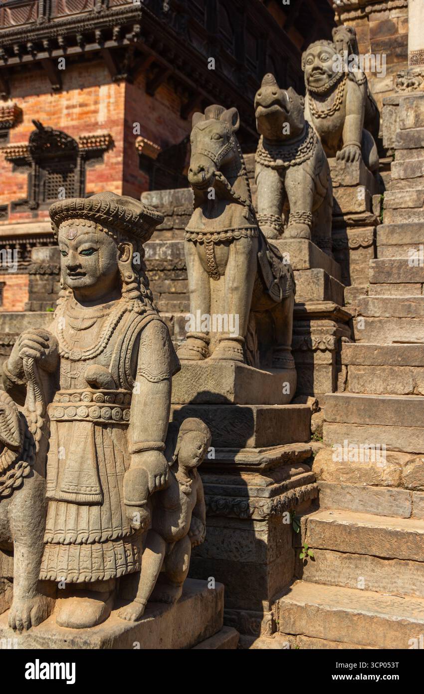 Nepali Guardian Statues Temple Staircase Stock Photo - Alamy