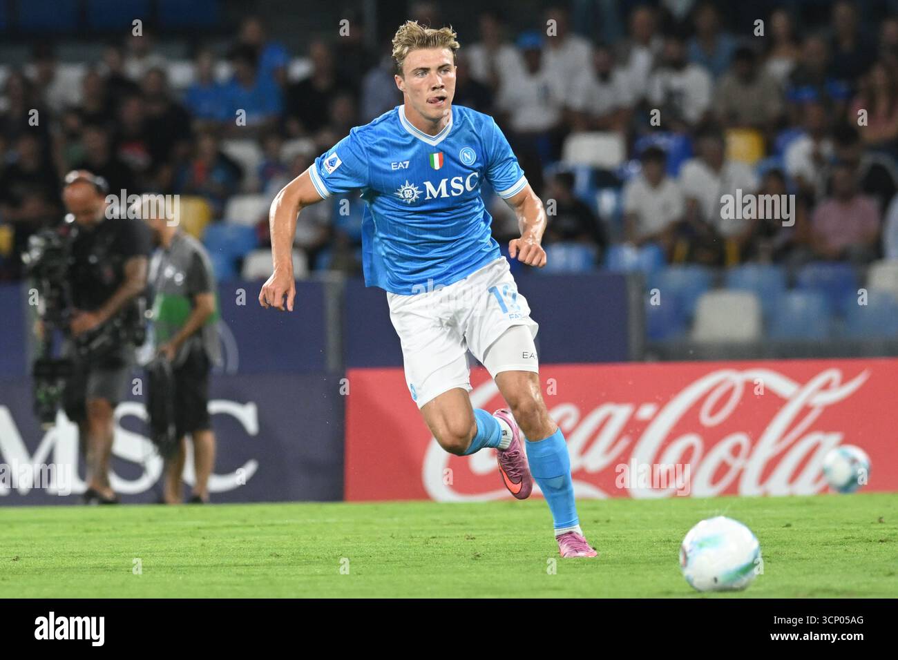 Rasmus Hojlund of SSC Napoli in action during the Serie A Enilive ...