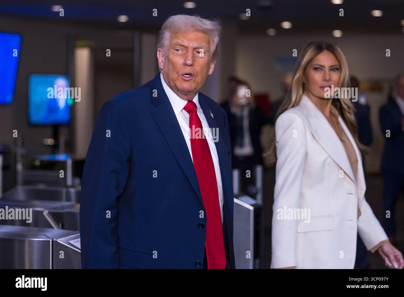 U.S. President Donald Trump and First Lady Melania Trump are seen ...