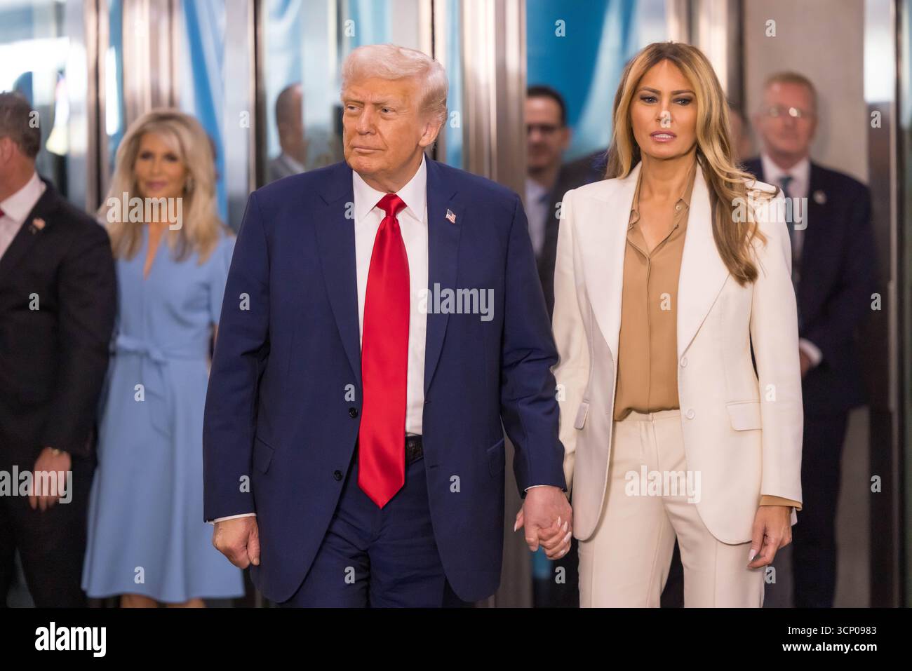 U.S. President Donald Trump and First Lady Melania Trump are seen ...