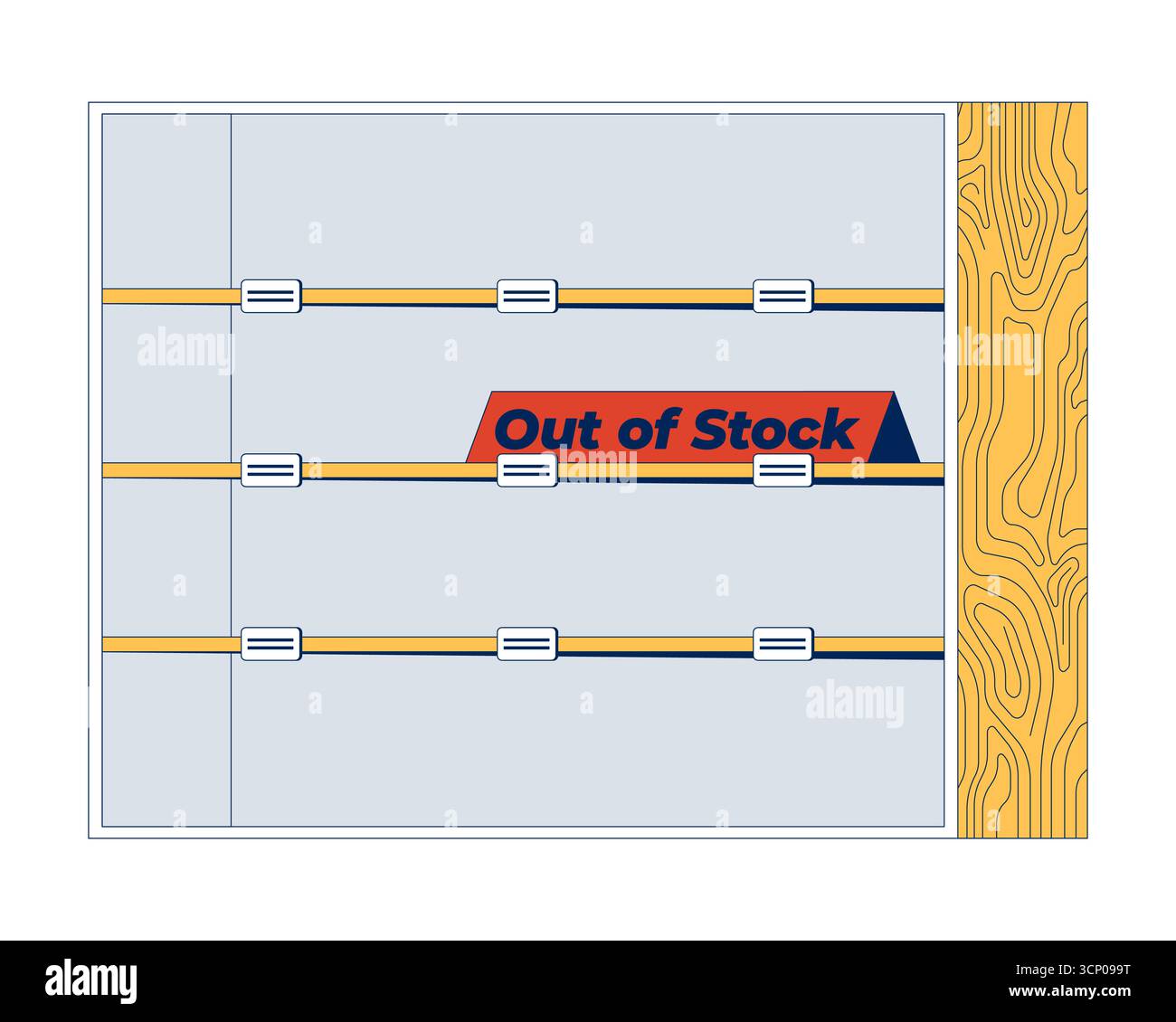 Empty shelf with out of stock red sign 2D cartoon object Stock Vector ...