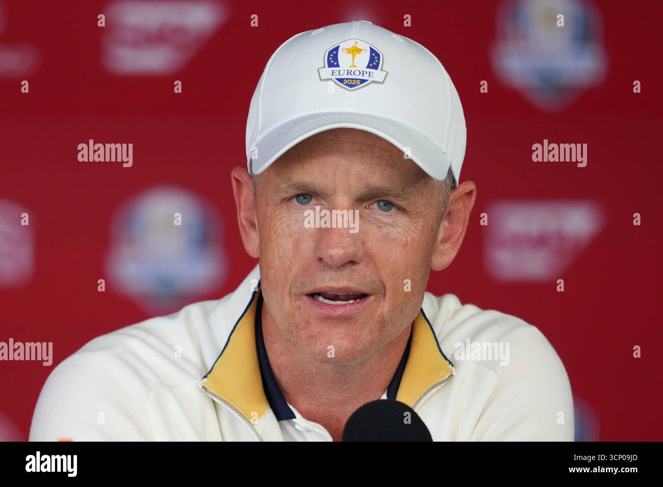 Europe Team Captain Luke Donald speaks during a news conference before ...