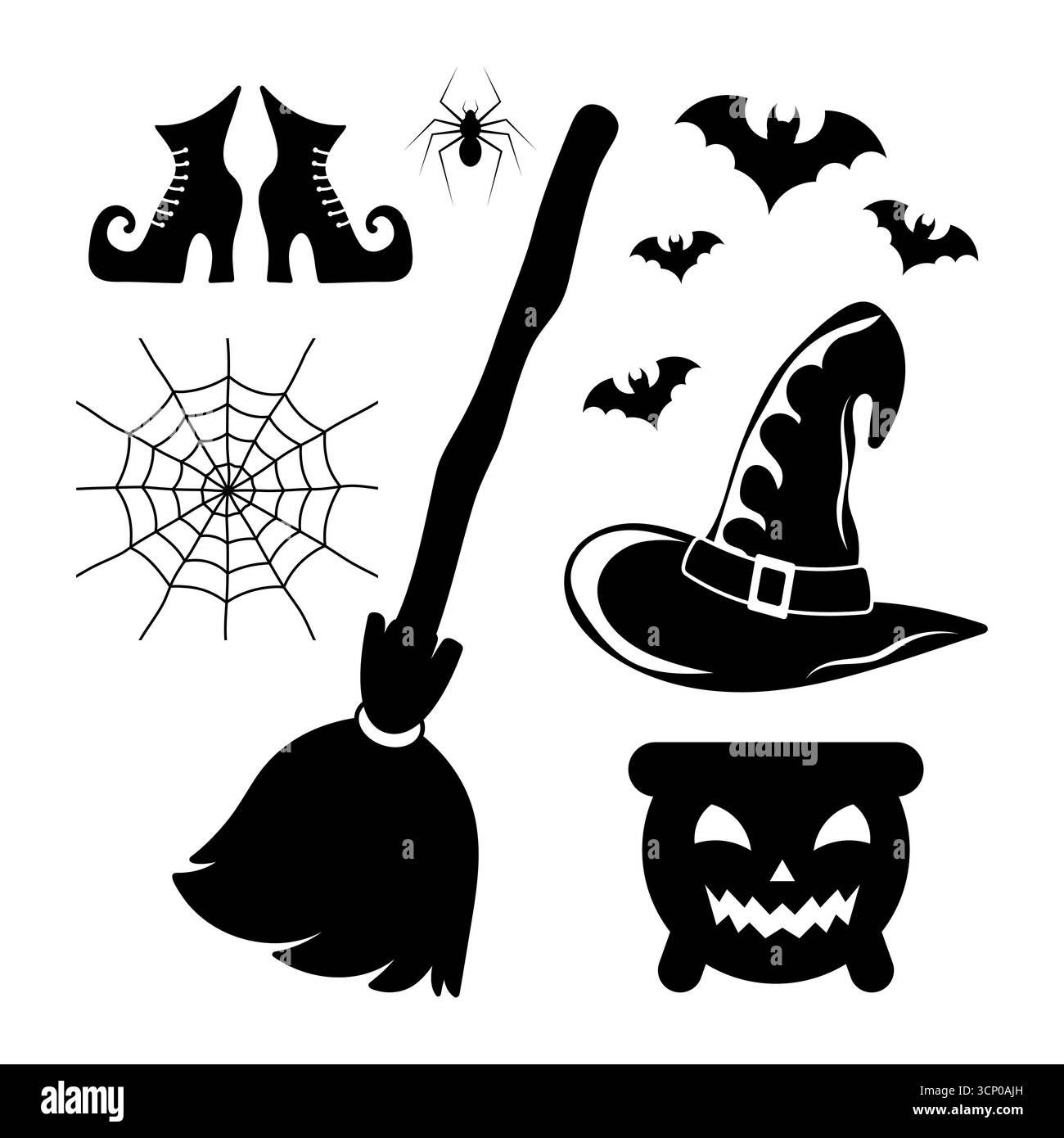 Set of Halloween Witch Elements Vector Illustration. Perfect for ...