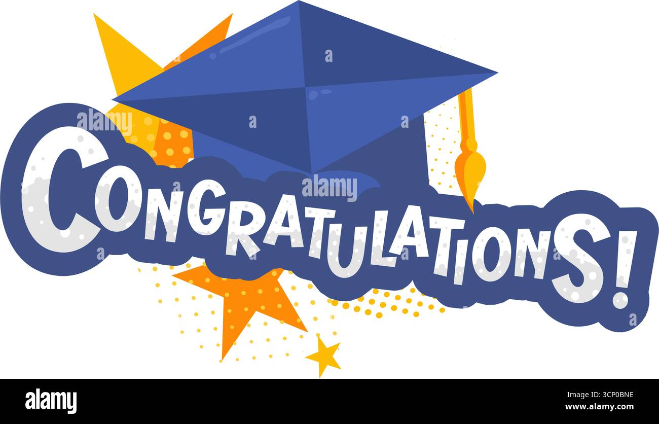 Congratulations lettering with graduation cap - vector illustration ...
