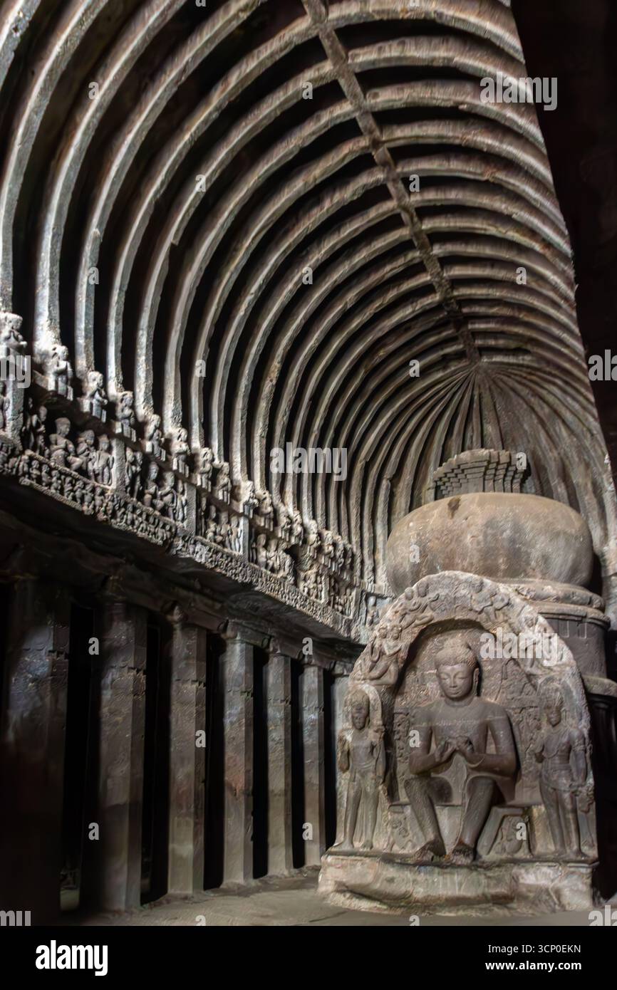 Ancient Chaitya Hall with Grand Stupa Stock Photo - Alamy