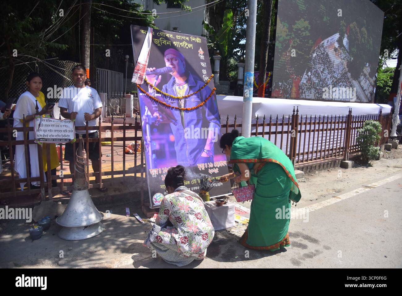 Fans pay tribute to the portrait of Bollywood singer Zubeen Garg in ...