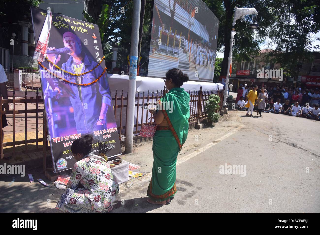 Fans pay tribute to the portrait of Bollywood singer Zubeen Garg in ...