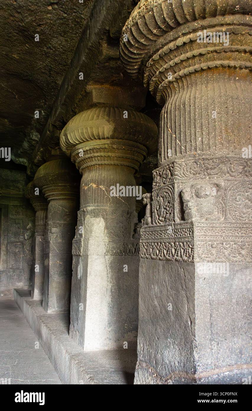 Ancient Indian Cave Temple Interior Hallway Stock Photo - Alamy